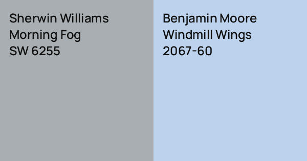 Sherwin Williams Morning Fog vs. Benjamin Moore Windmill Wings comparison