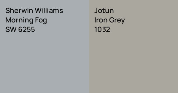 Sherwin Williams Morning Fog vs. Jotun Iron Grey comparison