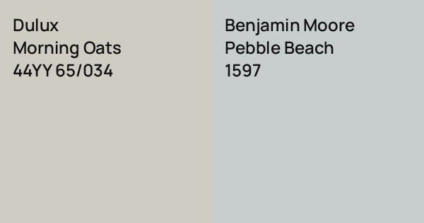 Dulux Morning Oats vs. Benjamin Moore Pebble Beach comparison