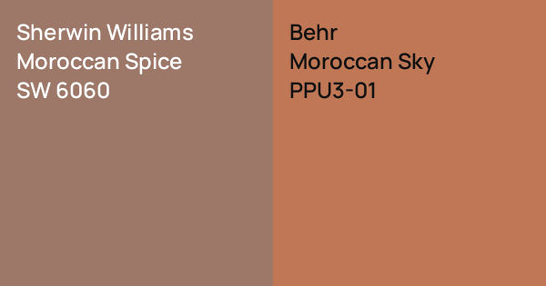 Sherwin Williams Moroccan Spice vs. Behr Moroccan Sky comparison