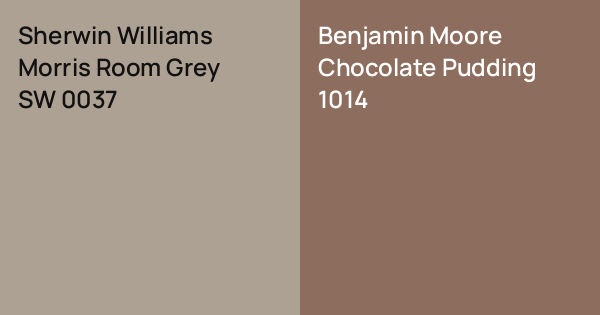 Sherwin Williams Morris Room Grey vs. Benjamin Moore Chocolate Pudding ...
