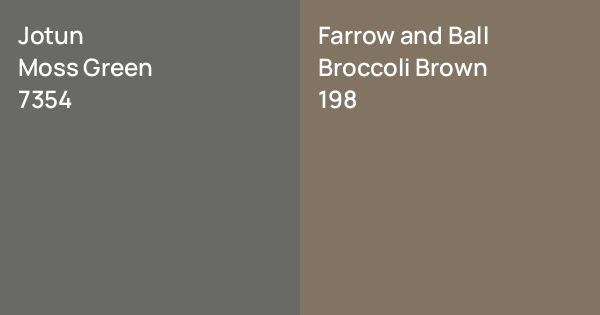 Jotun Moss Green vs. Farrow and Ball Broccoli Brown comparison