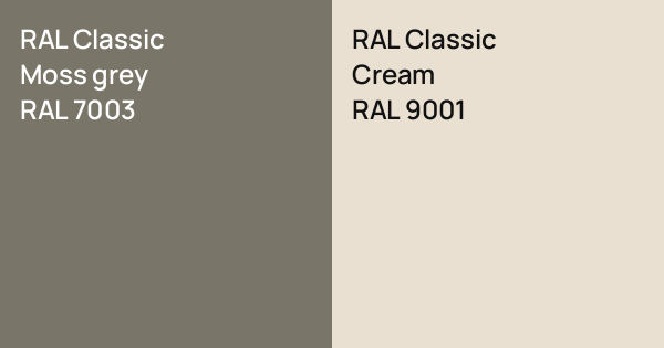 RAL Classic Moss grey vs. RAL Classic Cream comparison