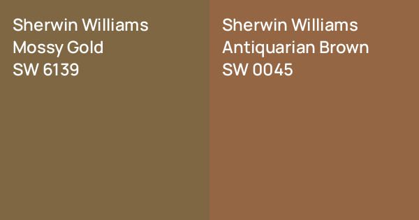 Sherwin Williams Mossy Gold vs. Sherwin Williams Antiquarian Brown ...