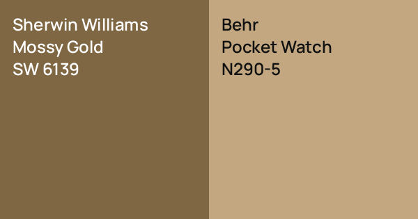 Sherwin Williams Mossy Gold vs. Behr Pocket Watch comparison