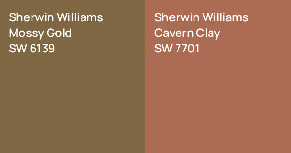 Sherwin Williams Mossy Gold vs. Sherwin Williams Cavern Clay comparison