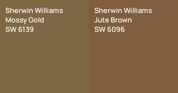 Sherwin Williams Mossy Gold vs. Sherwin Williams Jute Brown comparison