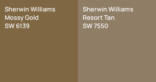 Sherwin Williams Mossy Gold vs. Sherwin Williams Resort Tan comparison