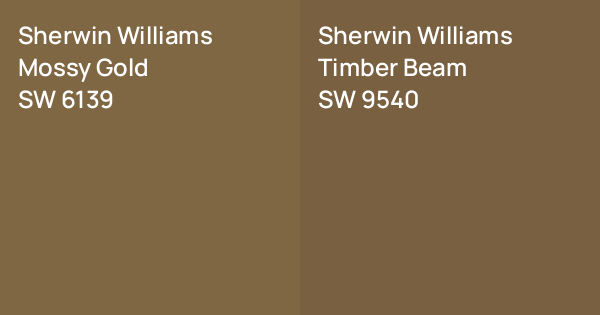 Sherwin Williams Mossy Gold vs. Sherwin Williams Timber Beam comparison