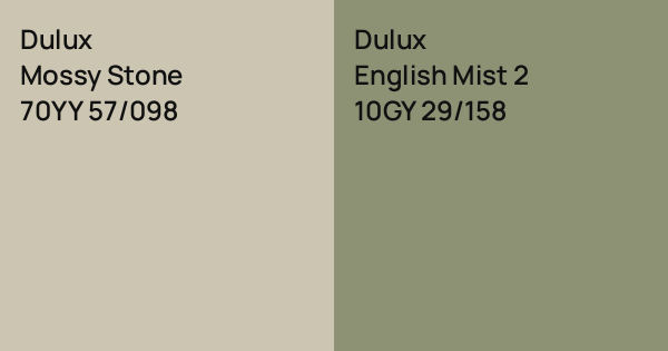 Dulux Mossy Stone vs. Dulux English Mist 2 comparison