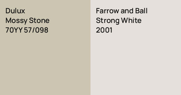 Dulux Mossy Stone vs. Farrow and Ball Strong White comparison