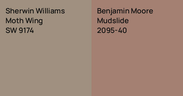 Sherwin Williams Moth Wing vs. Benjamin Moore Mudslide comparison