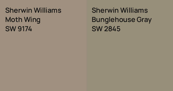 Sherwin Williams Moth Wing vs. Sherwin Williams Bunglehouse Gray comparison