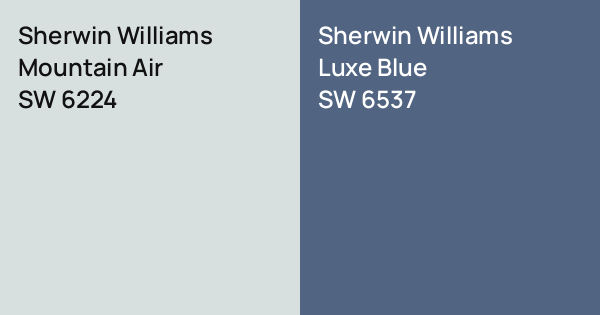 Sherwin Williams Mountain Air vs. Sherwin Williams Luxe Blue comparison