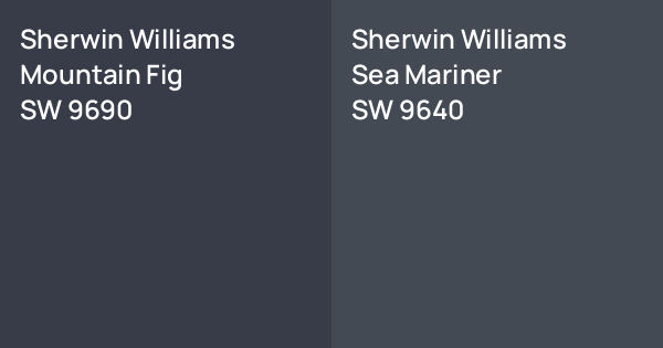 Sherwin Williams Mountain Fig vs. Sherwin Williams Sea Mariner comparison