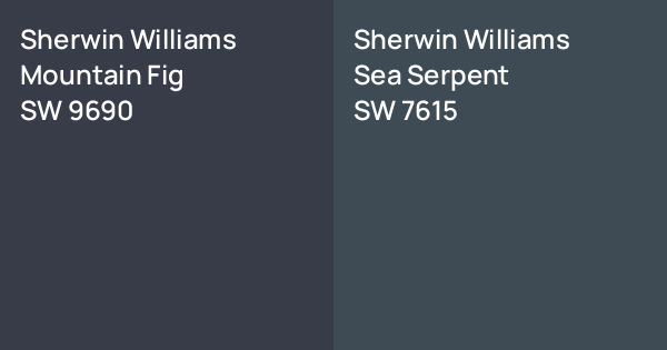 Sherwin Williams Mountain Fig vs. Sherwin Williams Sea Serpent comparison