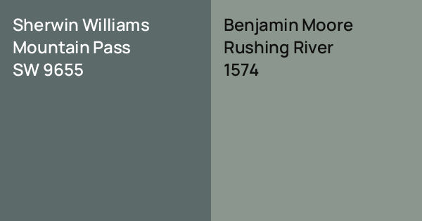 Sherwin Williams Mountain Pass vs. Benjamin Moore Rushing River comparison