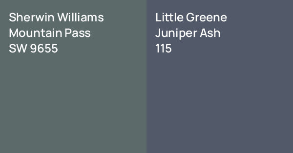 Sherwin Williams Mountain Pass vs. Little Greene Juniper Ash comparison