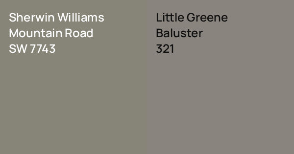 Sherwin Williams Mountain Road vs. Little Greene Baluster comparison