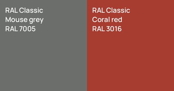 RAL Classic Mouse grey vs. RAL Classic Coral red comparison