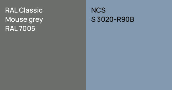 RAL Classic Mouse grey vs. NCS S 3020-R90B comparison