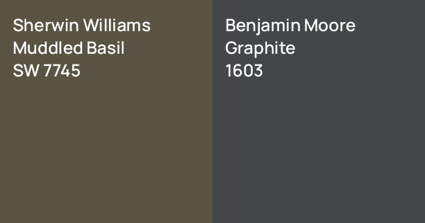 Sherwin Williams Muddled Basil vs. Benjamin Moore Graphite comparison
