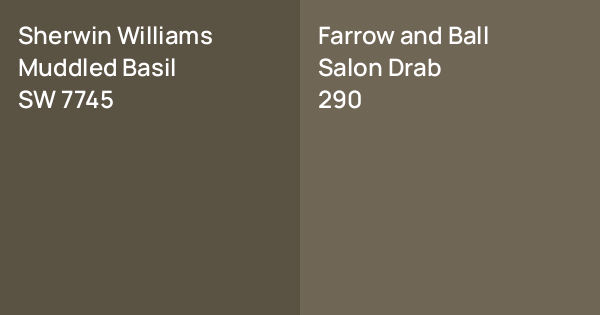 Sherwin Williams Muddled Basil vs. Farrow and Ball Salon Drab comparison