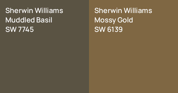 Sherwin Williams Muddled Basil vs. Sherwin Williams Mossy Gold comparison