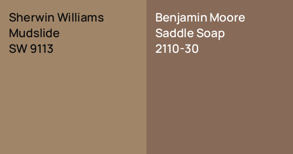 Sherwin Williams Mudslide vs. Benjamin Moore Saddle Soap comparison