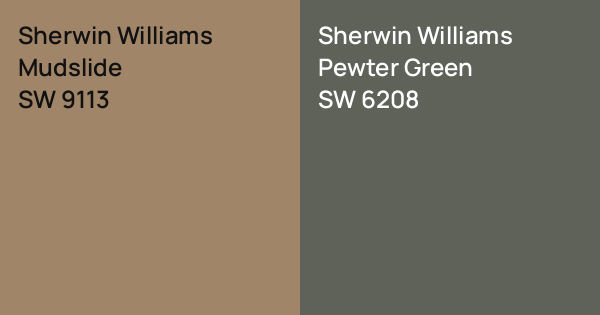 Sherwin Williams Mudslide vs. Sherwin Williams Pewter Green comparison