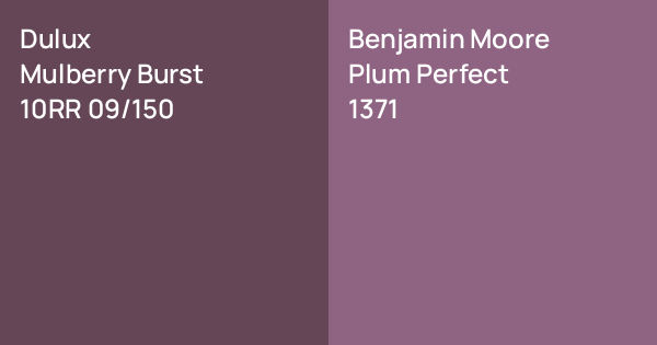 Dulux Mulberry Burst vs. Benjamin Moore Plum Perfect comparison