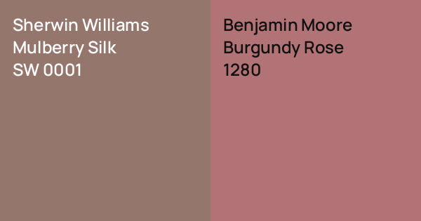 Sherwin Williams Mulberry Silk vs. Benjamin Moore Burgundy Rose comparison