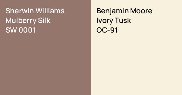 Sherwin Williams Mulberry Silk vs. Benjamin Moore Ivory Tusk comparison