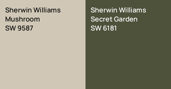 Sherwin Williams Mushroom vs. Sherwin Williams Secret Garden comparison