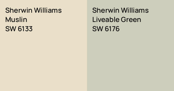 Sherwin Williams Muslin vs. Sherwin Williams Liveable Green comparison