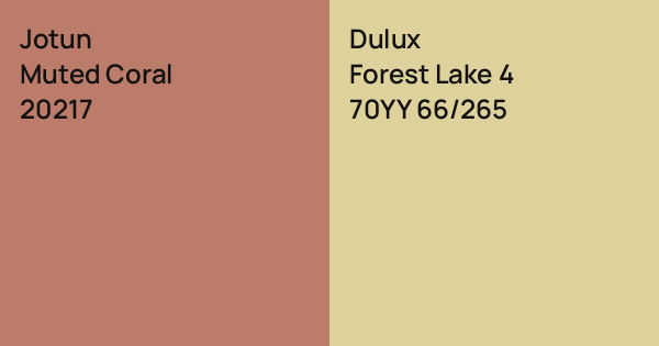 Jotun Muted Coral vs. Dulux Forest Lake 4 comparison