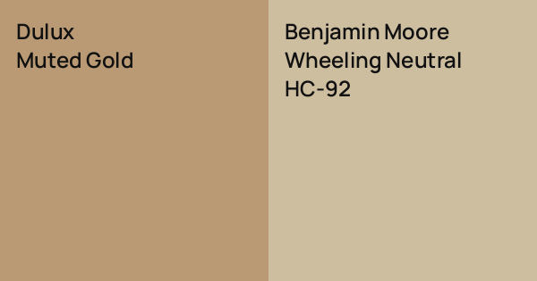 Dulux Muted Gold vs. Benjamin Moore Wheeling Neutral comparison