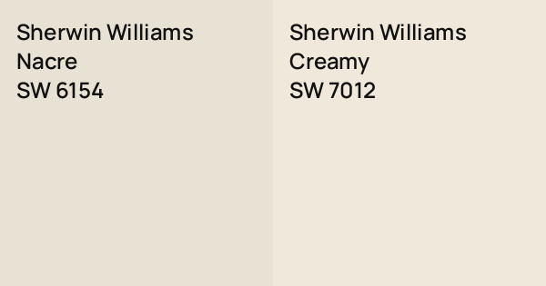 Sherwin Williams Nacre vs. Sherwin Williams Creamy comparison