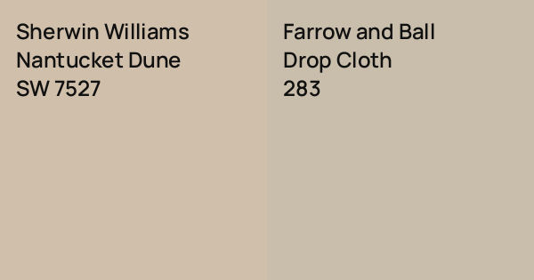 Sherwin Williams Nantucket Dune vs. Farrow and Ball Drop Cloth comparison