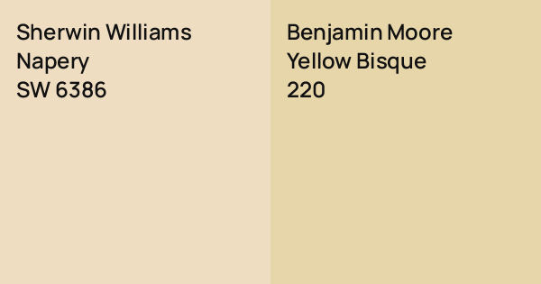 Sherwin Williams Napery vs. Benjamin Moore Yellow Bisque comparison