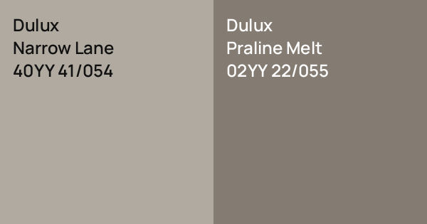 Dulux Narrow Lane vs. Dulux Praline Melt comparison