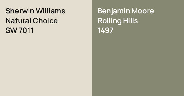 Sherwin Williams Natural Choice vs. Benjamin Moore Rolling Hills comparison