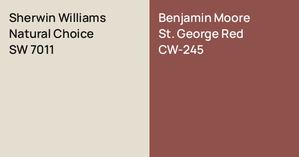 Sherwin Williams Natural Choice vs. Benjamin Moore St. George Red ...