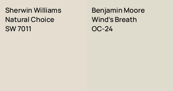 Sherwin Williams Natural Choice vs. Benjamin Moore Wind's Breath comparison