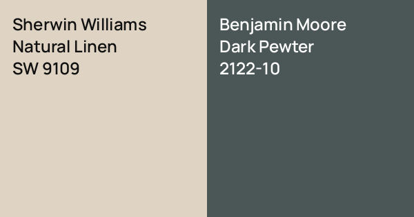 Sherwin Williams Natural Linen vs. Benjamin Moore Dark Pewter comparison