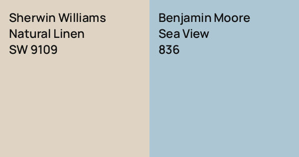 Sherwin Williams Natural Linen vs. Benjamin Moore Sea View comparison