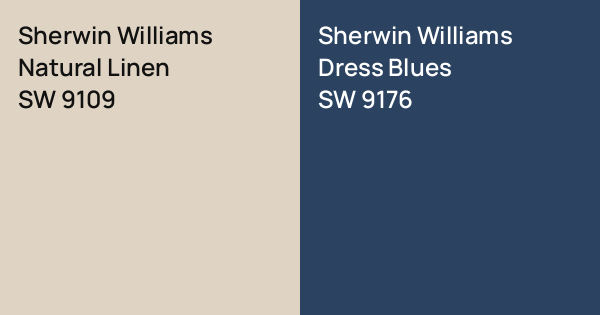 Sherwin Williams Natural Linen vs. Sherwin Williams Dress Blues comparison