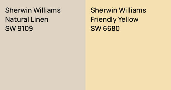 Sherwin Williams Natural Linen vs. Sherwin Williams Friendly Yellow ...