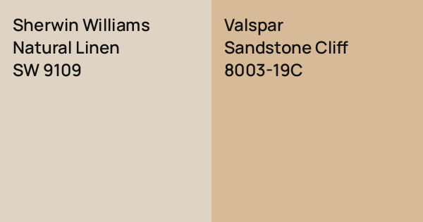 Sherwin Williams Natural Linen vs. Valspar Sandstone Cliff comparison