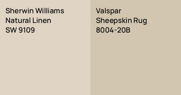 Sherwin Williams Natural Linen vs. Valspar Sheepskin Rug comparison